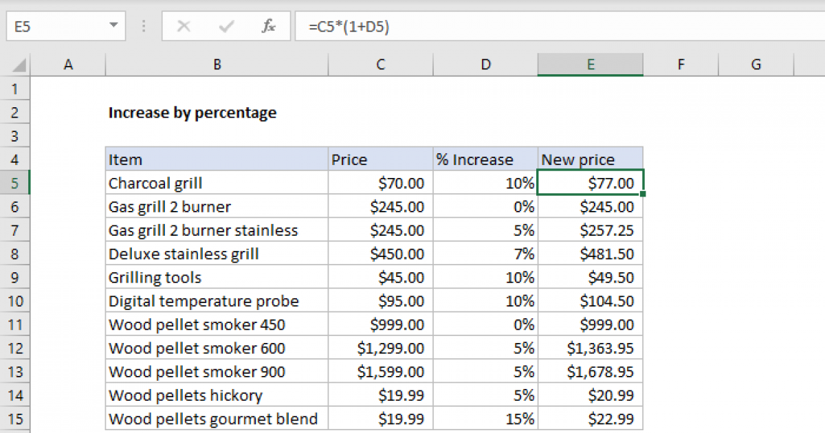 Increase By Percentage Excel Formula Exceljet